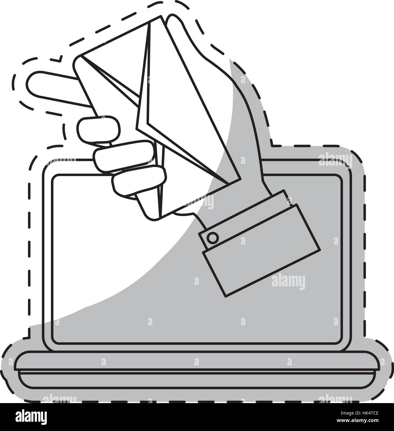 laptop computer with envelope icon over white background. vector ...