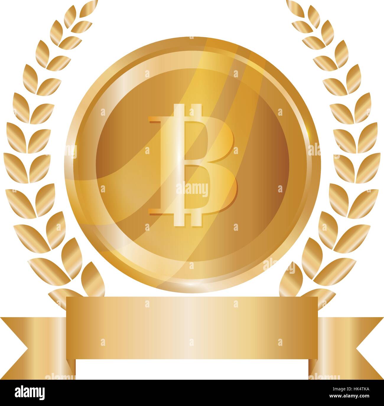 emblem with bitcoin currency icon over white background. vector ...