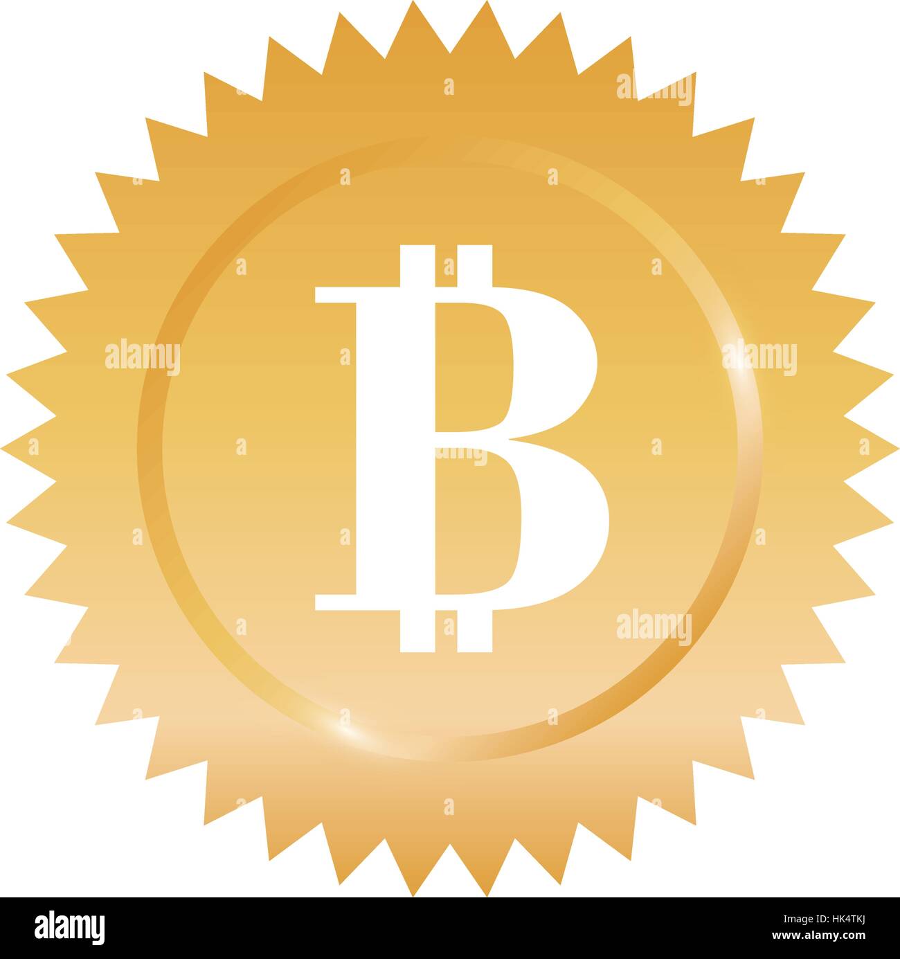circle with b of bitcoin currency over white background. vector ...