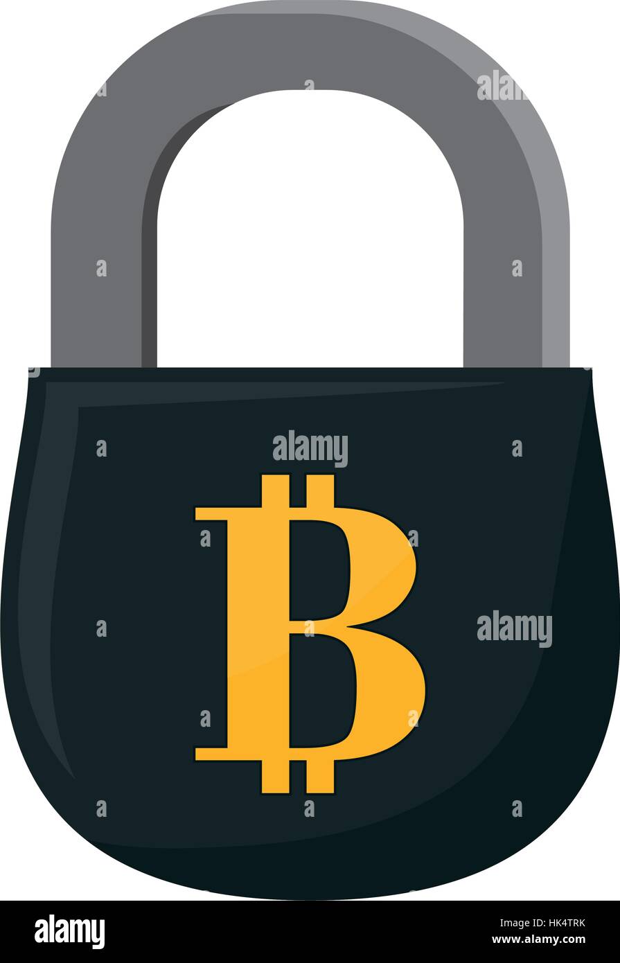 padlock with bitcoin icon over white background. colorful design ...