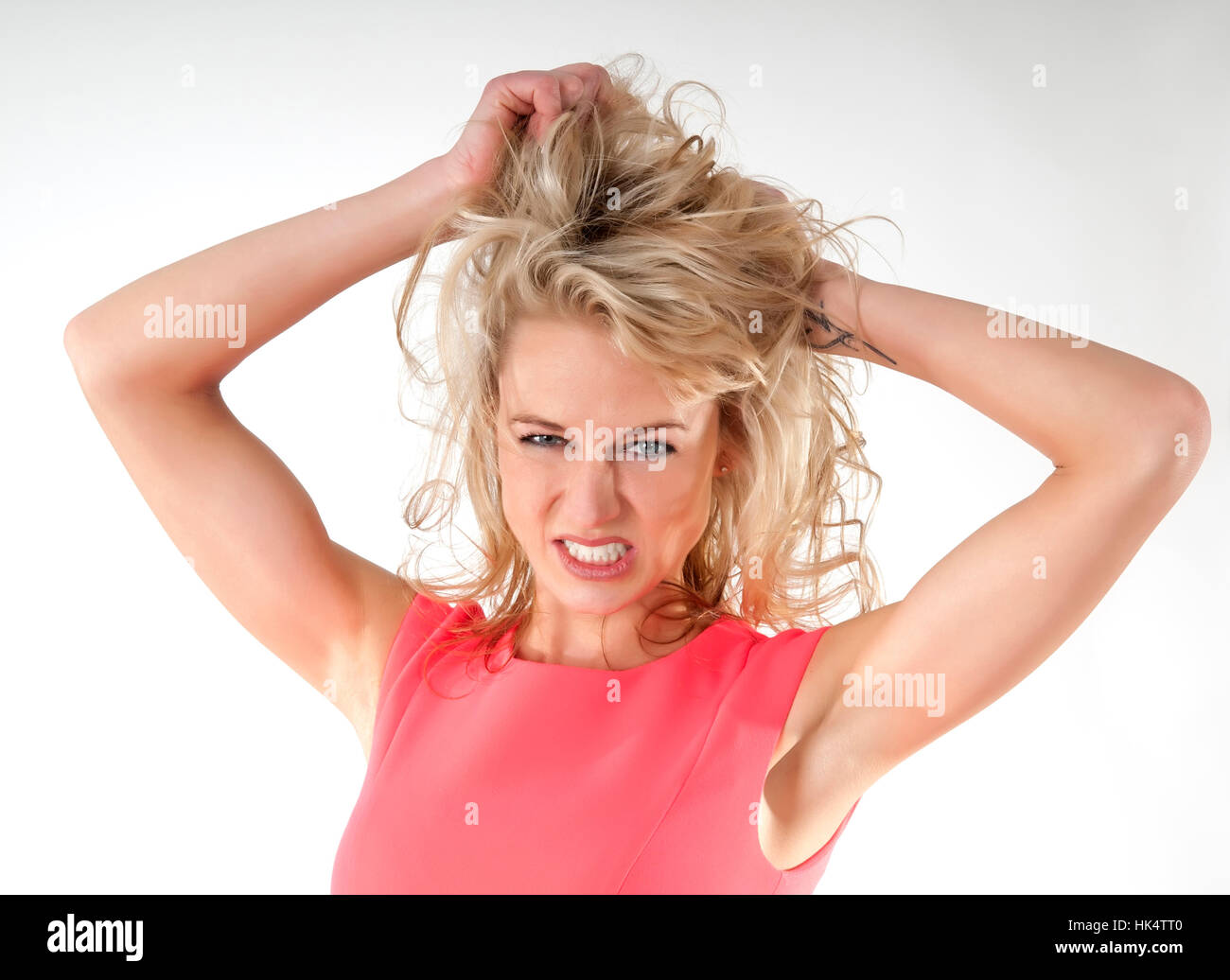 woman, hairs, hairdo, grimace, anger, resentment, annoy, pull, scuffle ...