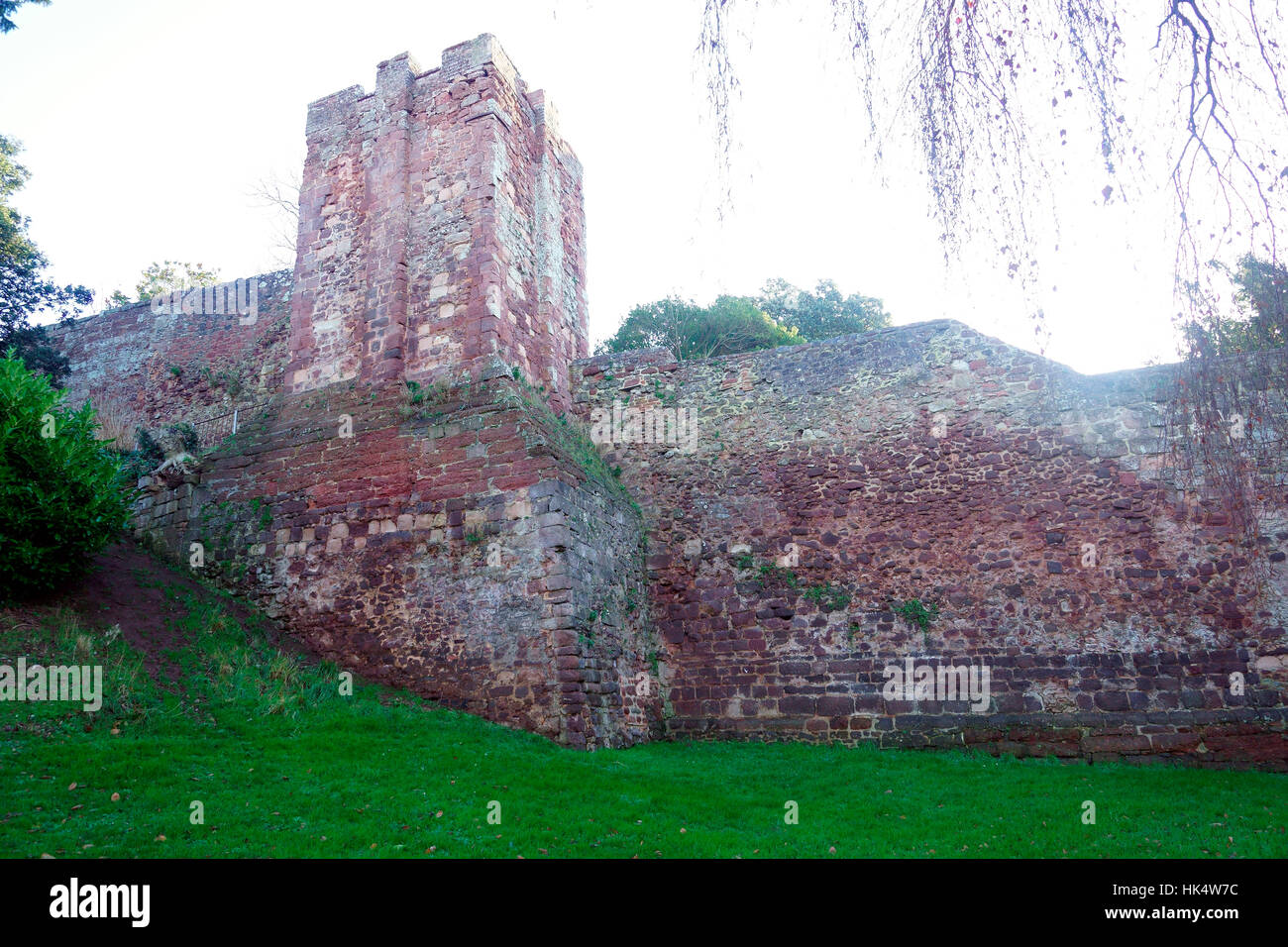 EXETER / ROUGEMOUNT CASTLE TOWER FROM GARDENS Stock Photo - Alamy