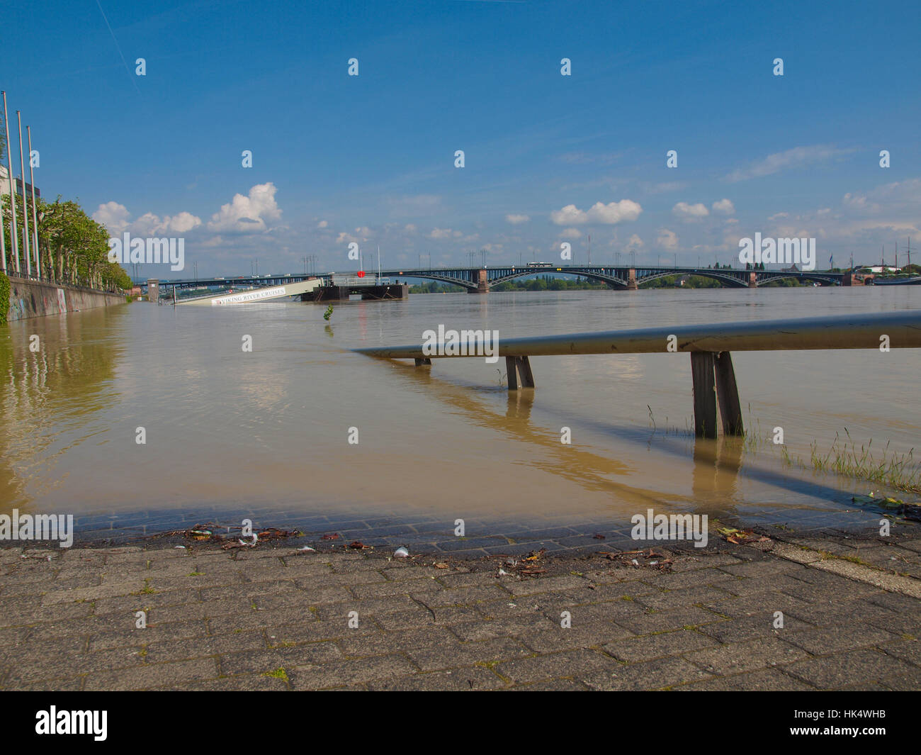 rhine, germany, german federal republic, flood, high, tall, river ...