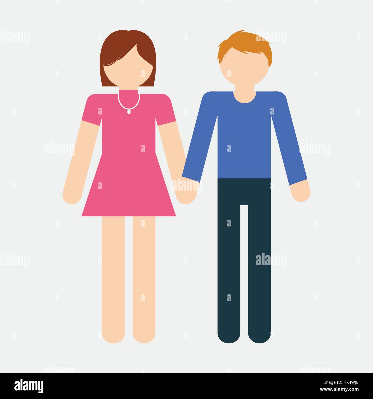 faceless heterosexual couple woman in dress man with shirt and pants ...