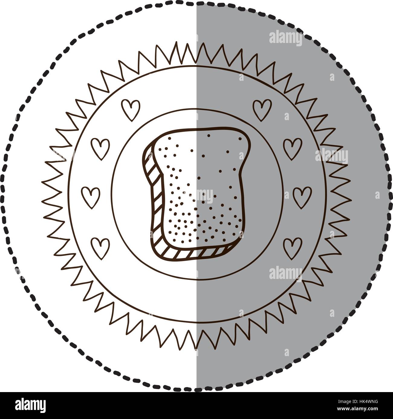 monochrome circular frame with middle shadow sticker with slice of ...