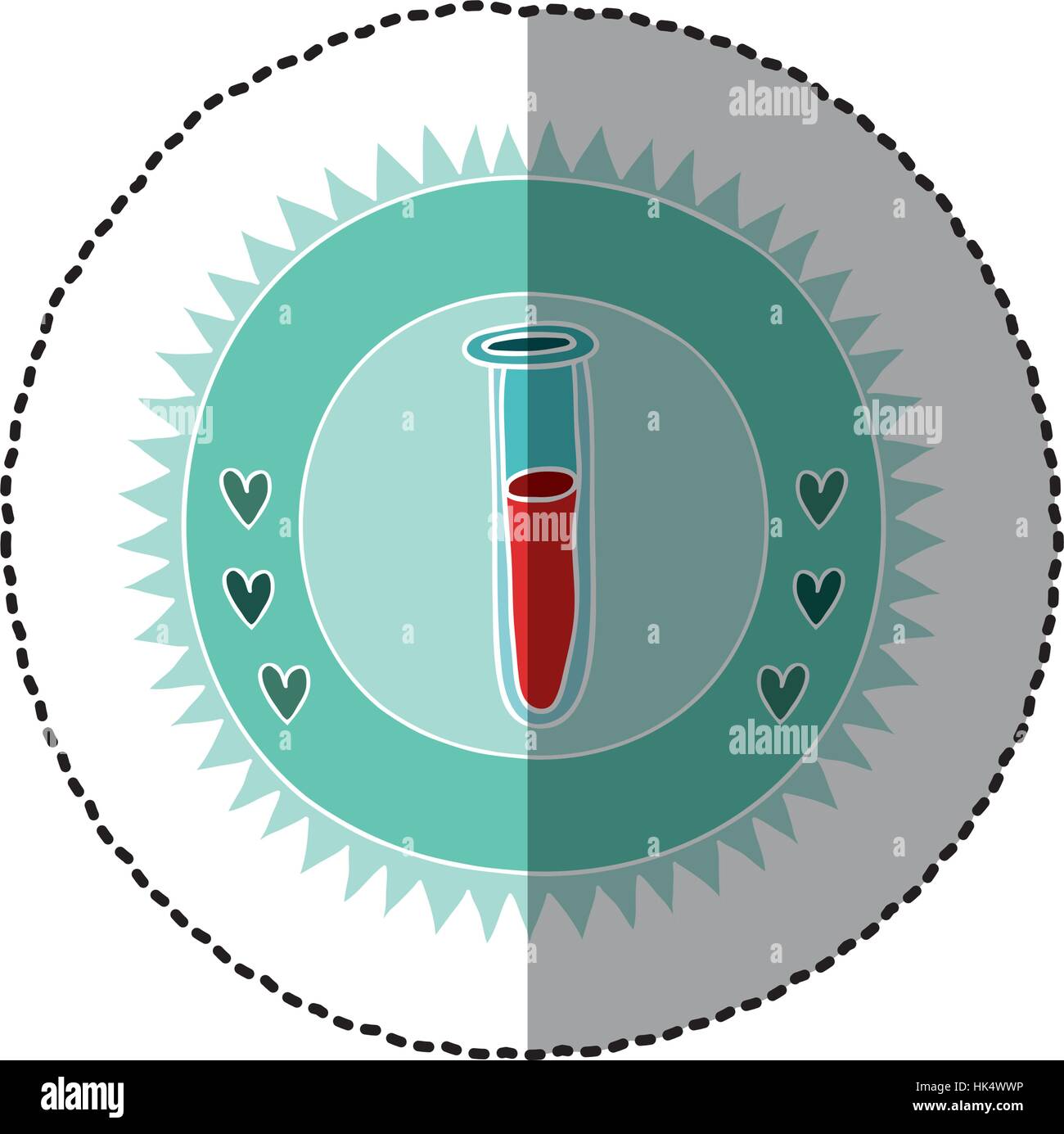 color circular frame with middle shadow sticker with test tube vector ...