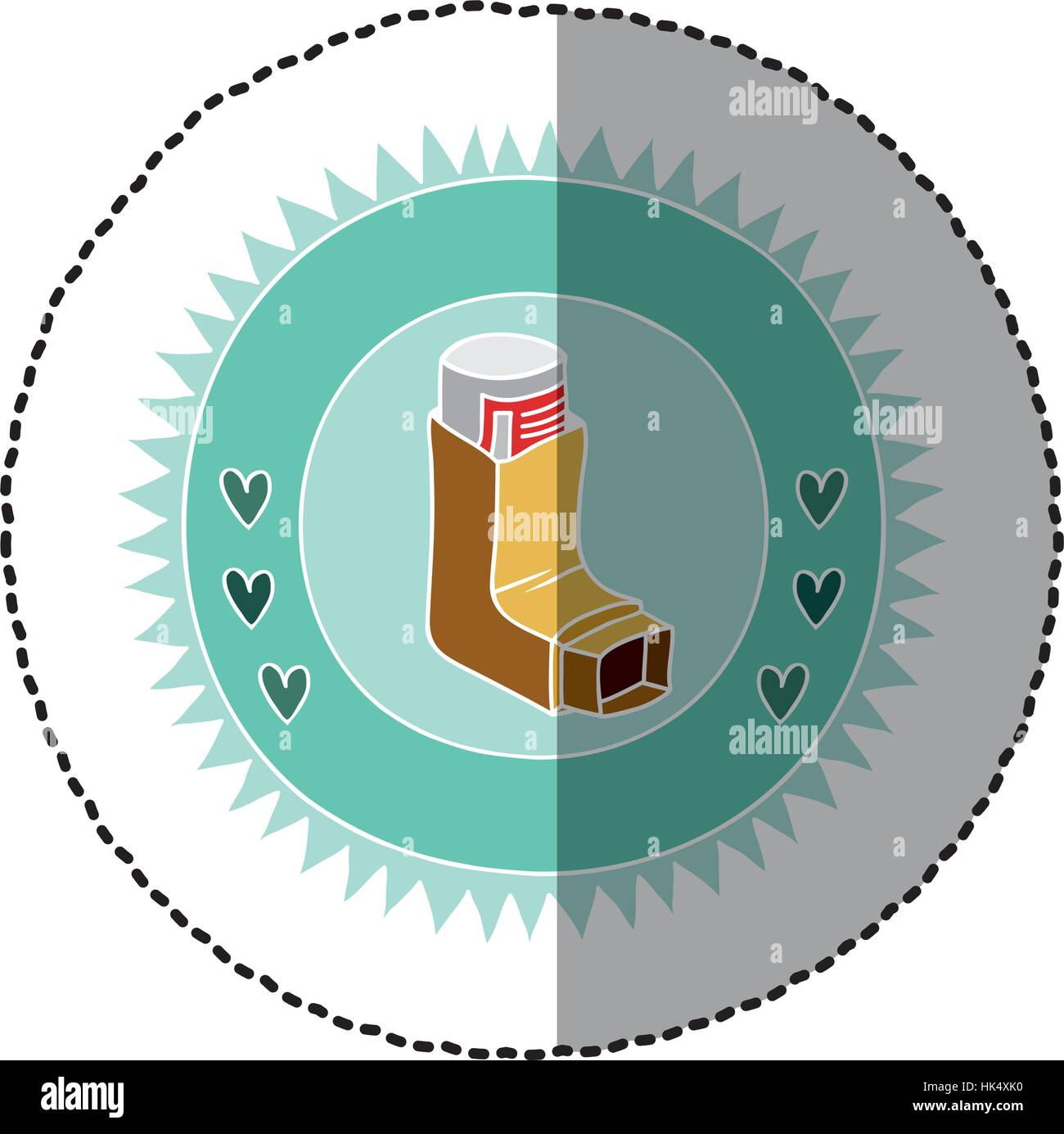 color circular frame with middle shadow sticker with asthma inhaler ...