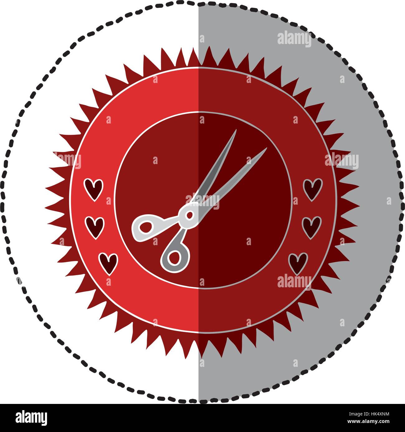 color circular frame with middle shadow sticker with scissors tool ...