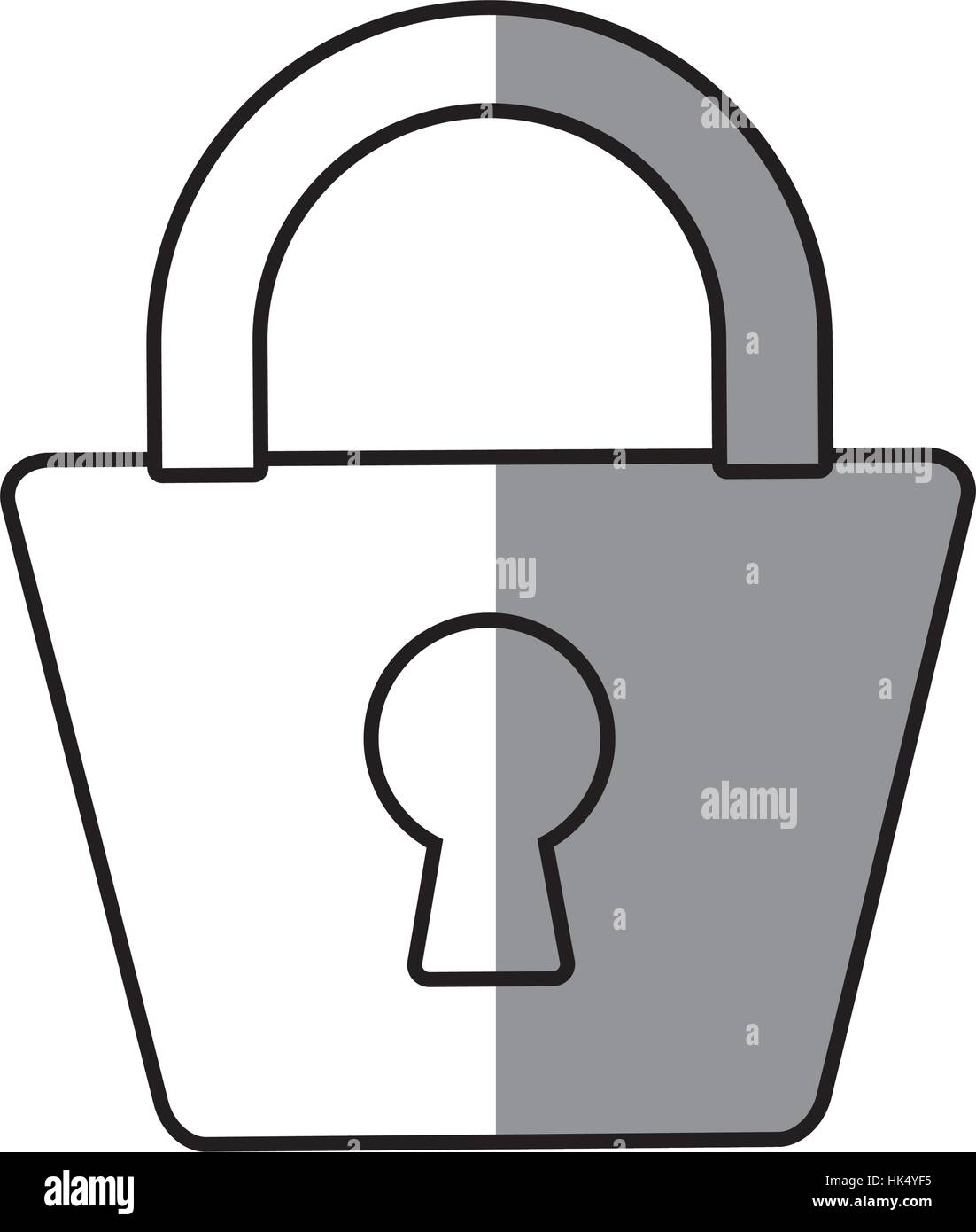 padlock lock security protection symbol line shadow vector illustration ...