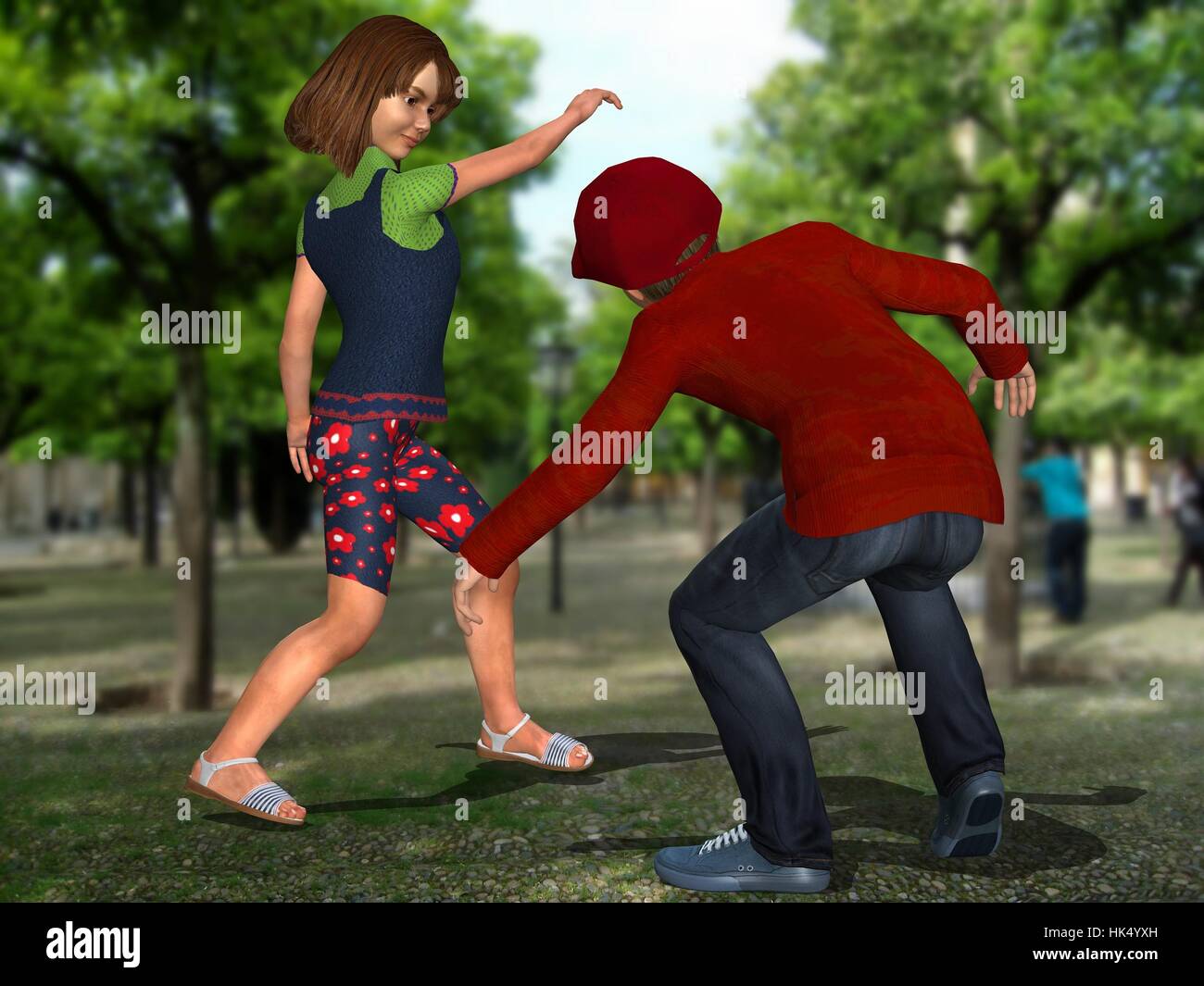 boisterous children play outside tarzan and jane Stock Photo - Alamy