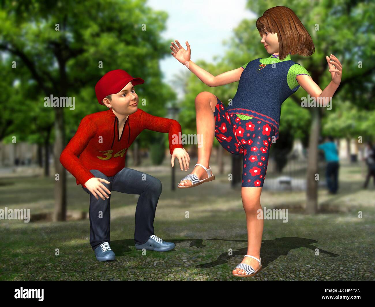 boisterous children play outside tarzan and jane Stock Photo - Alamy