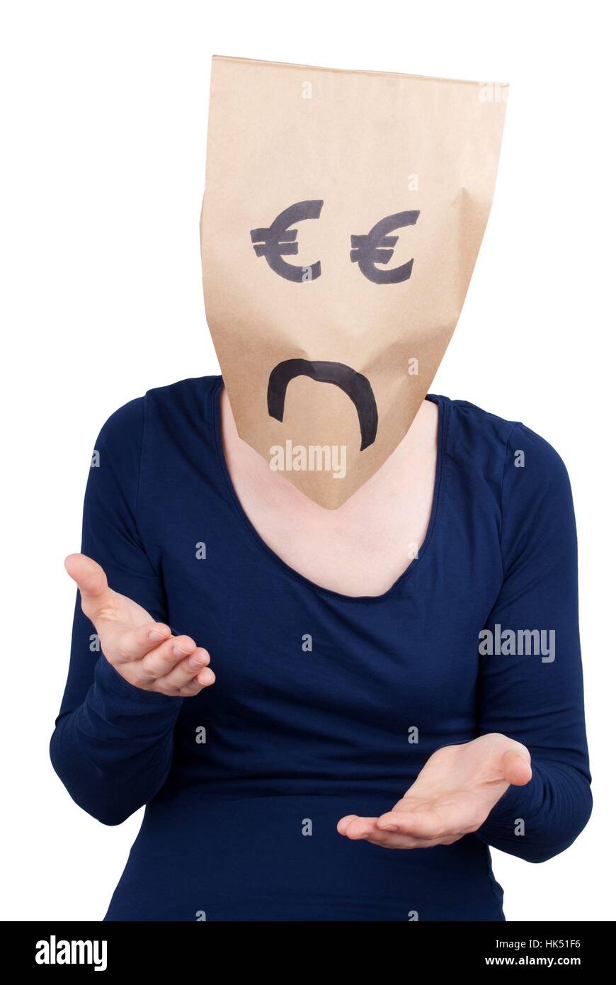a sad and desperate looking euro head, isolated Stock Photo - Alamy