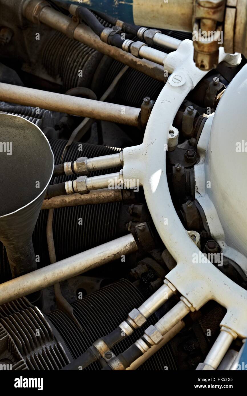 Detail of the engine of an old airplane Stock Photo - Alamy