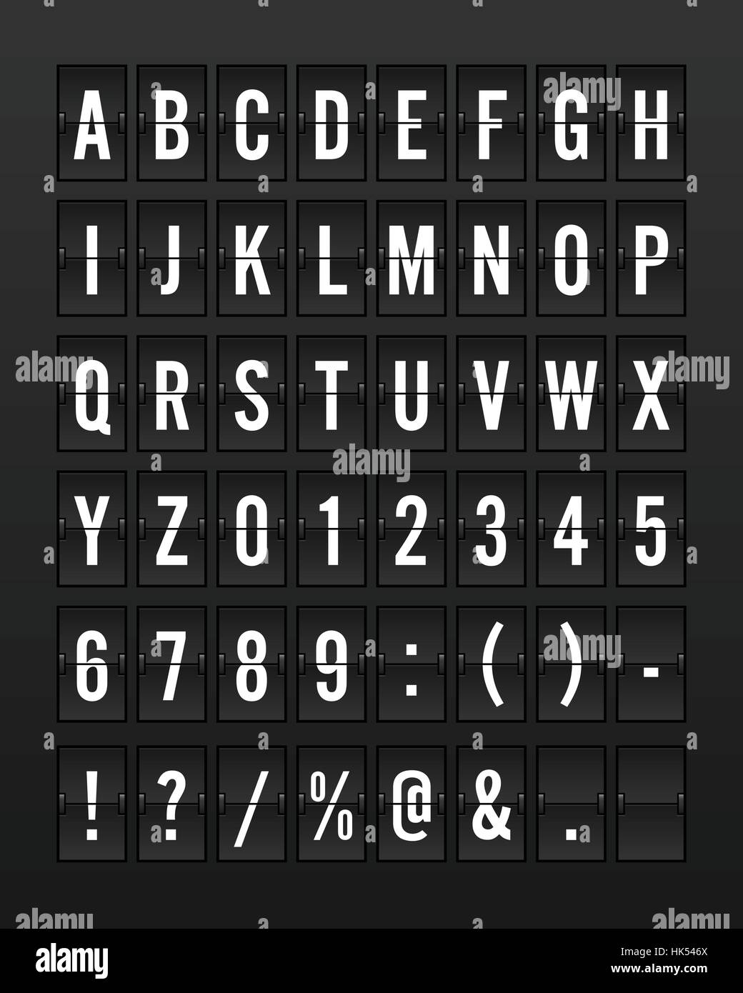 Airport Mechanical Flip Board Panel Font - White Font on Dark ...