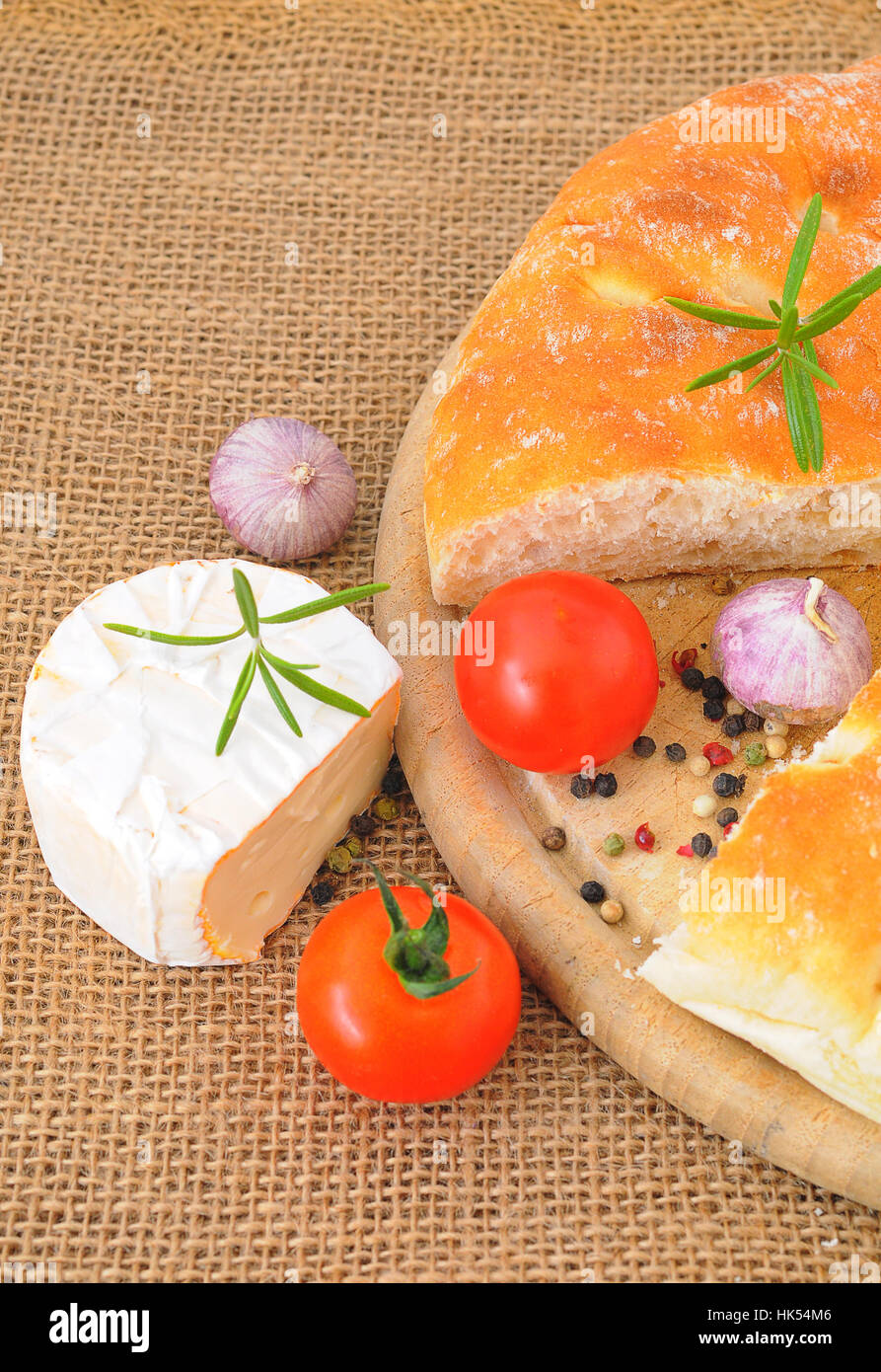 bread, tomatoes, tomatos, cheese, wooden board, enclosure, round, snack ...