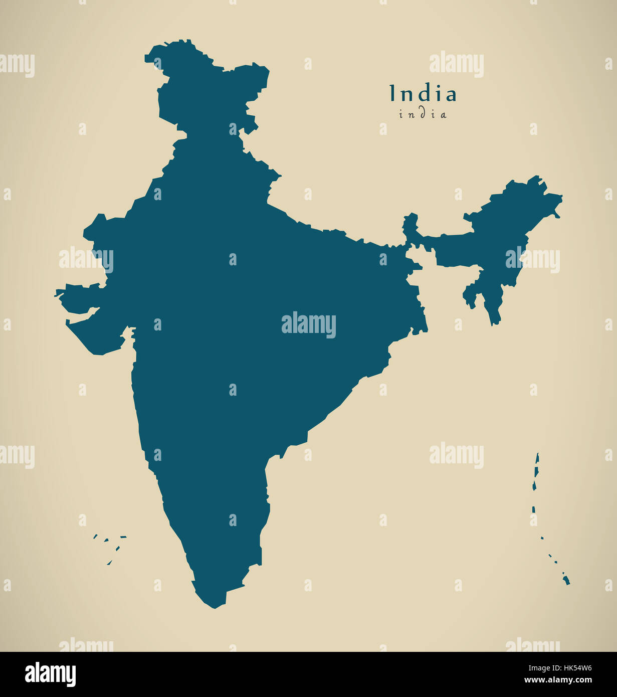 Modern Map - India country mainland illustration silhouette Stock Photo ...