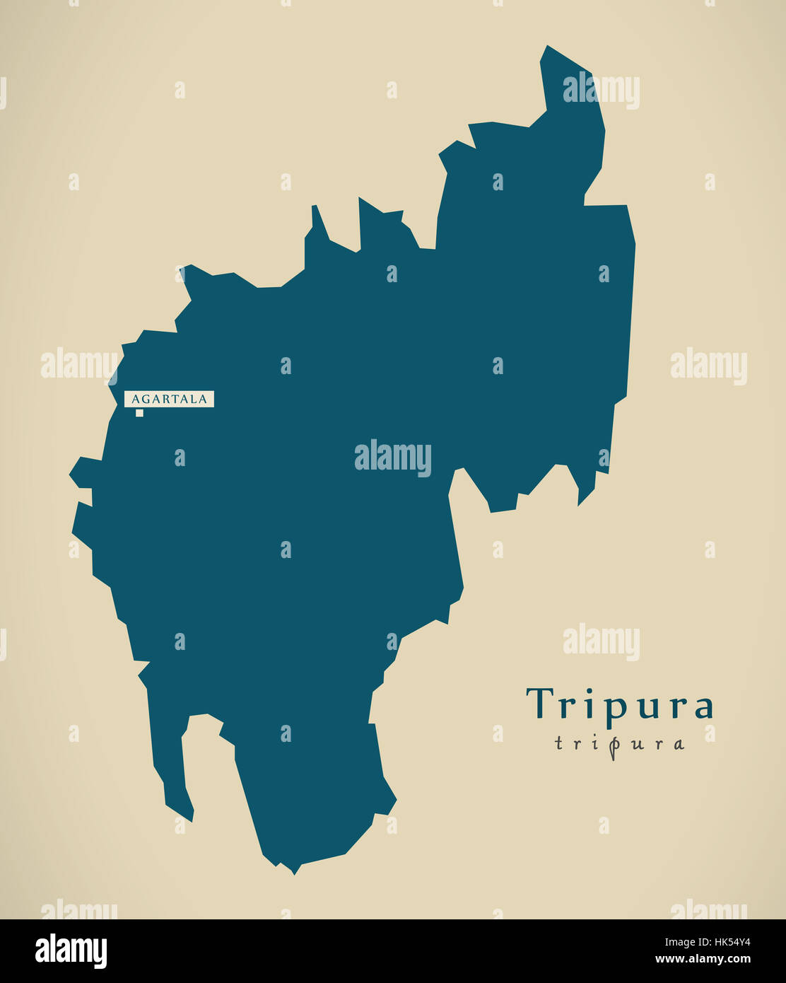 Modern Map - Tripura IN India federal state illustration silhouette ...