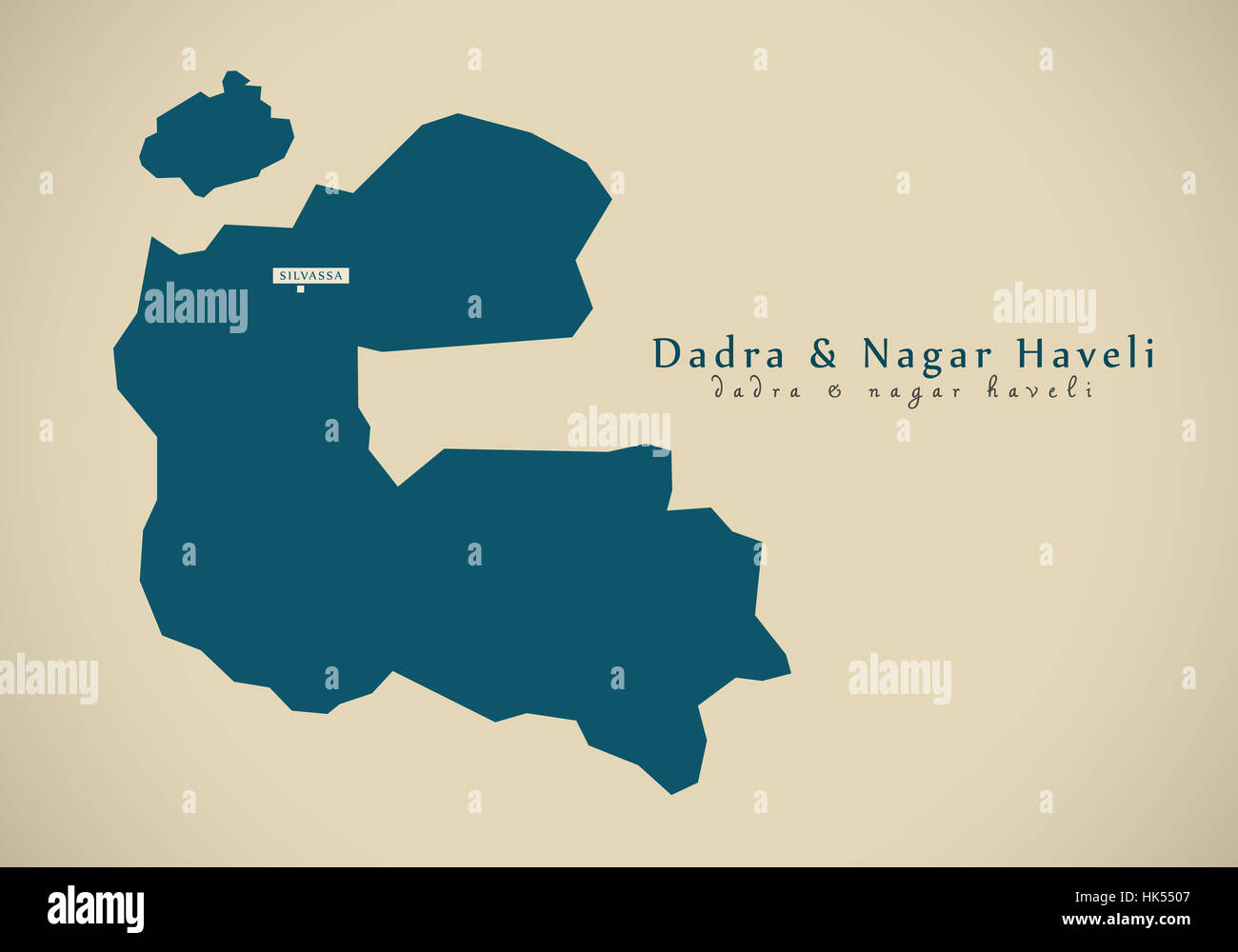 Modern Map - Dadra and Nagar Haveli IN India illustration silhouette ...