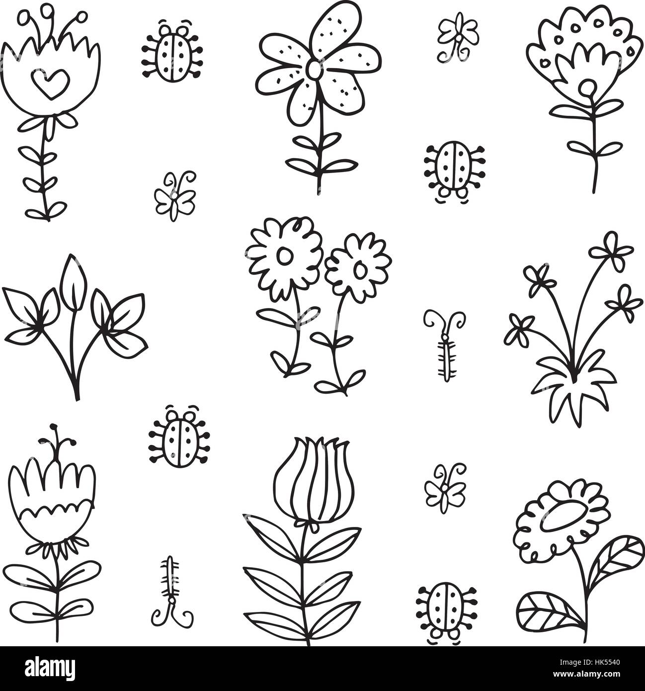 Vector art of spring doodles hand draw Stock Vector Image & Art - Alamy