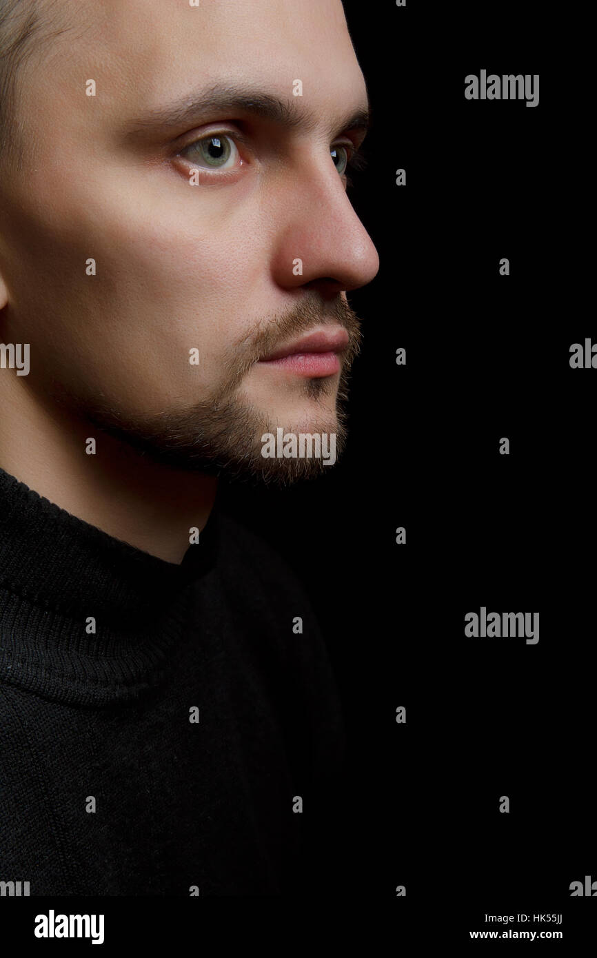 men, man, portrait, person, black, swarthy, jetblack, deep black, blank ...