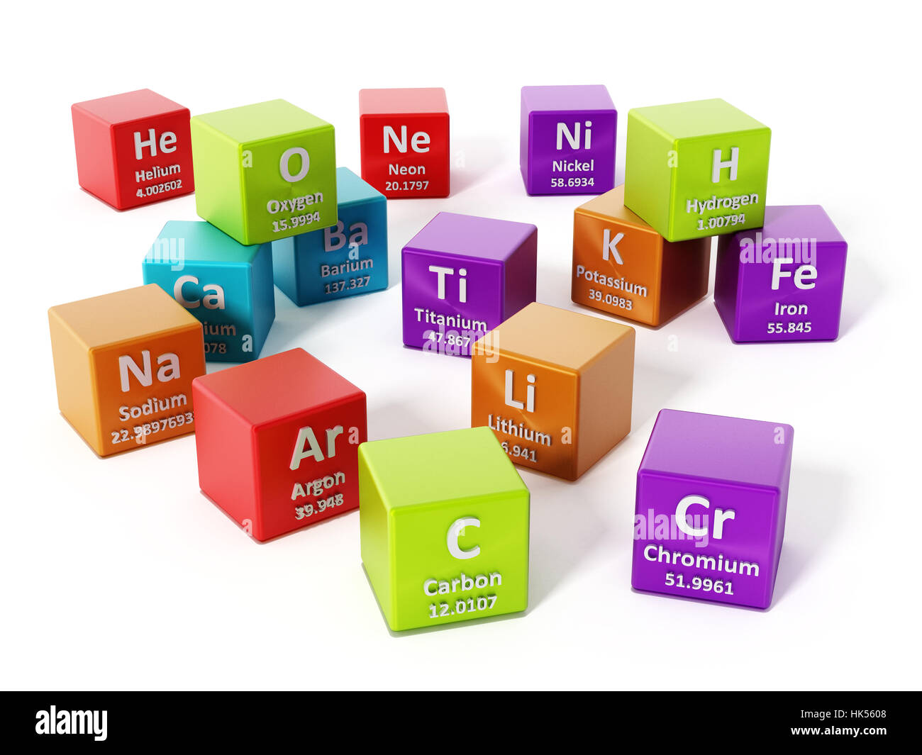 Periodic table elements isolated on white background. 3D illustration ...