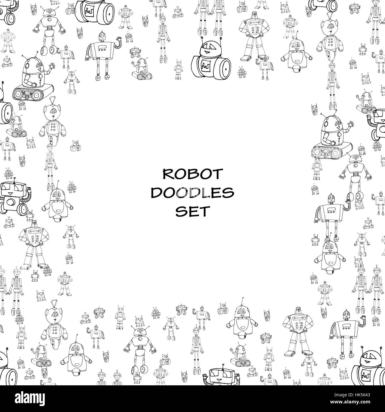 Robot doodle frame Stock Vector Image & Art - Alamy