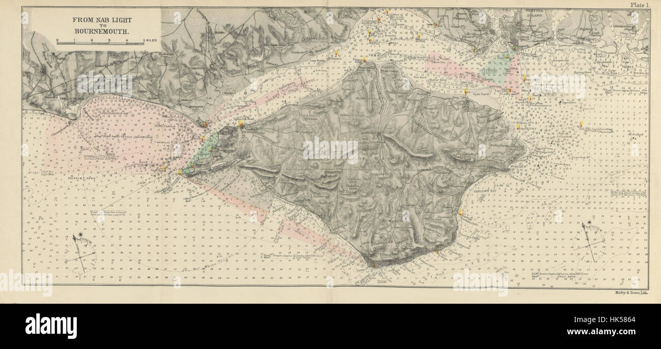 An image from 'The Solent Chart Book,' featuring detailed sailing ...