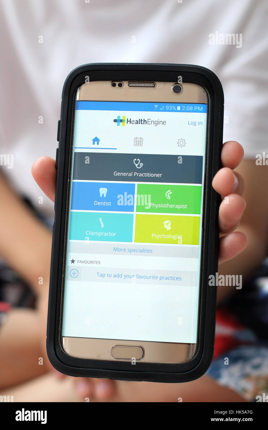 Opening up Health Engine application on Android smart phone screen ...