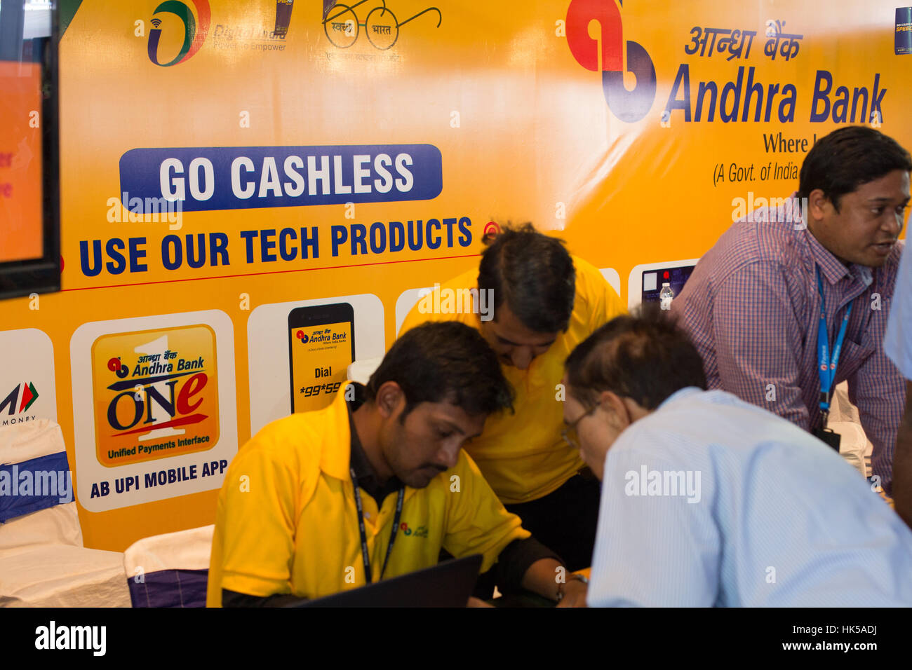 HYDERABAD, INDIA - JANUARY 19,2017 Visitors at Digi Dhan Mela at People ...