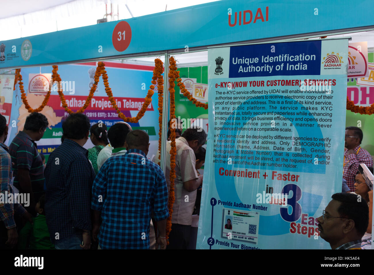 HYDERABAD, INDIA - JANUARY 19,2017 Visitors at Digi Dhan Mela at People ...