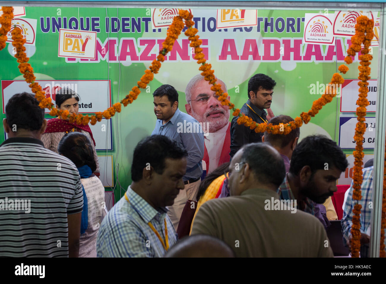 HYDERABAD, INDIA - JANUARY 19,2017 Visitors at Digi Dhan Mela at People ...