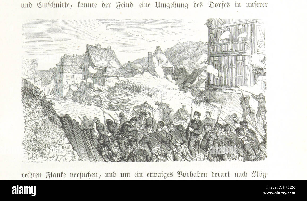 An illustration from 'Der deutsche Krieg von 1866', showing the events ...