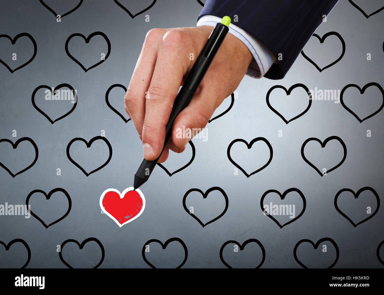 Male hand drawing red heart with marker hi-res stock photography and ...