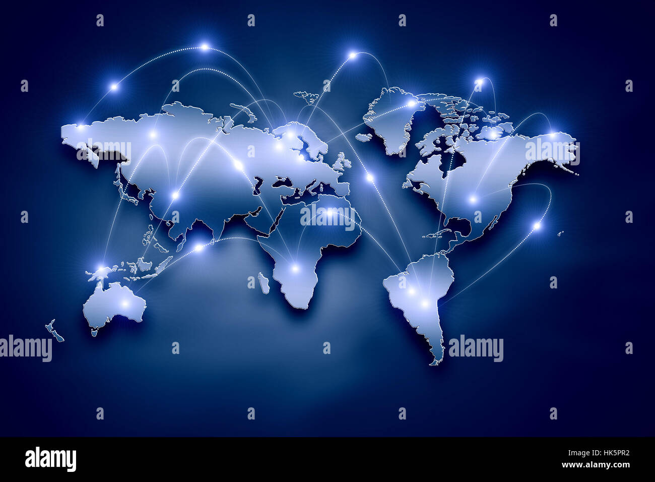 Background digital image of world map with connection lines Stock Photo ...