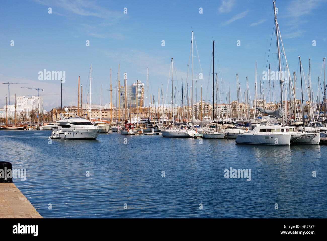 spain, yacht, boat, salt water, sea, ocean, water, barcelona, rowing ...