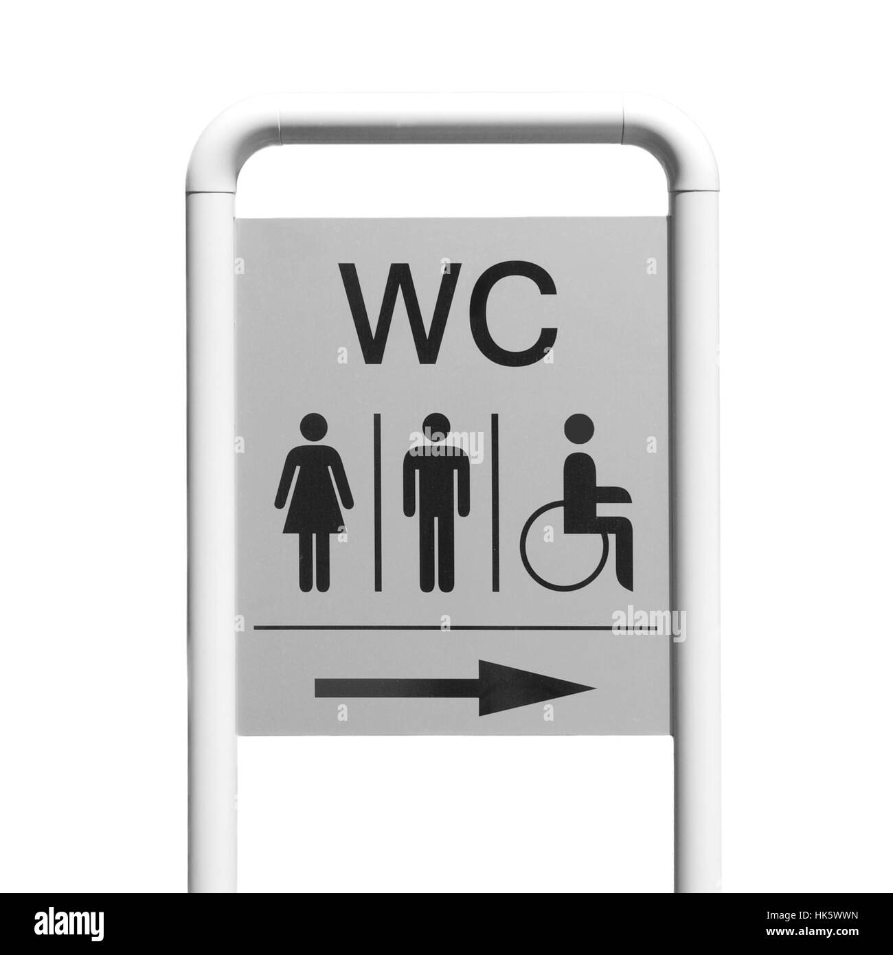 Ladies toilet sign arrow Black and White Stock Photos & Images - Alamy