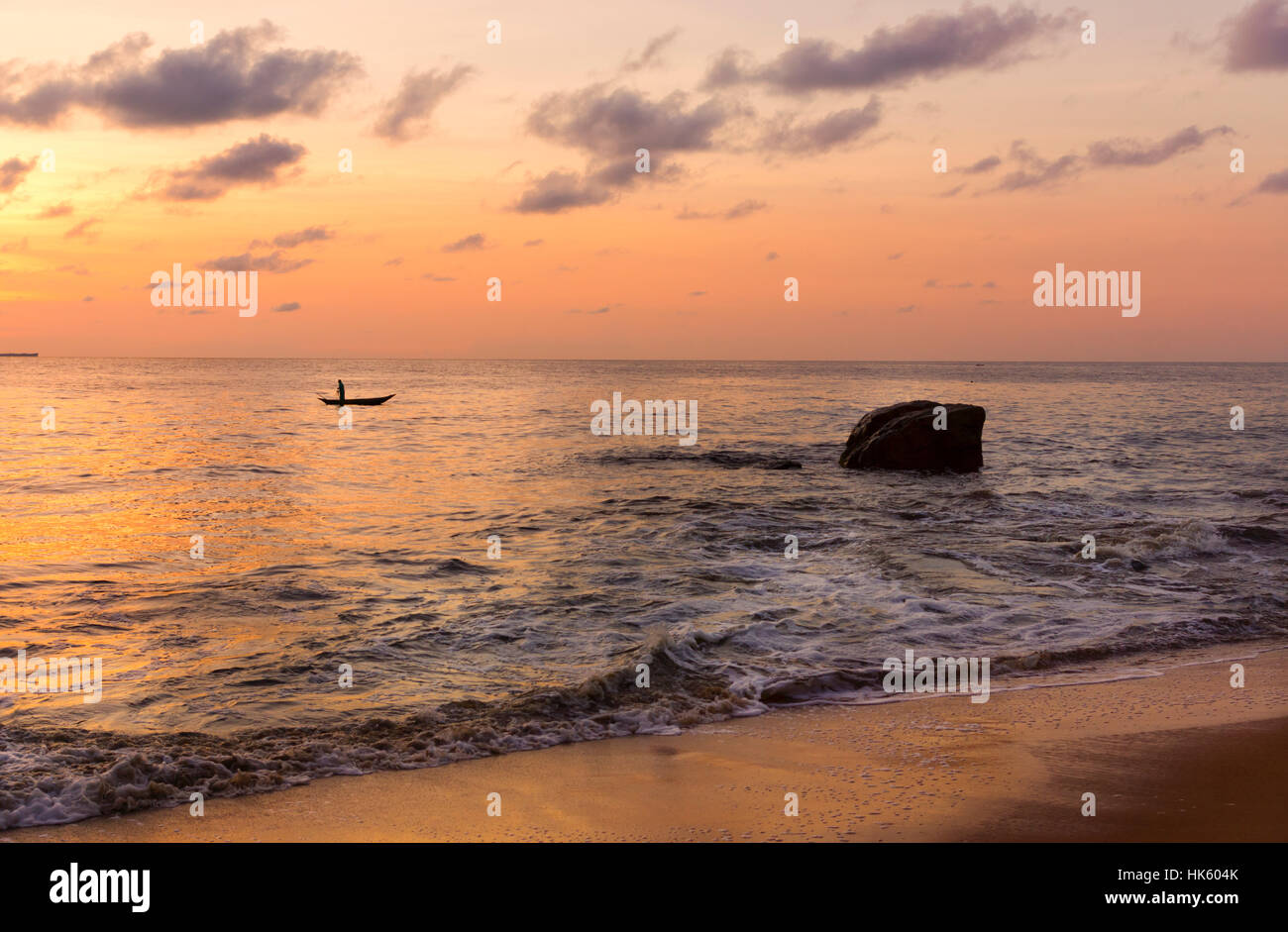 sunset, africa, twilight, fisherman, reef, cameroon, sunset, africa ...