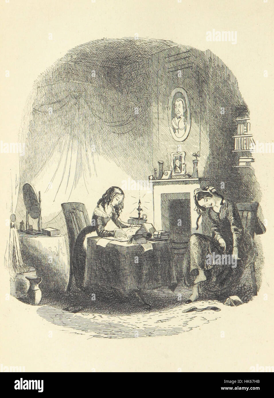 An illustration from 'Works of Charles Dickens,' showing one of Dickens ...