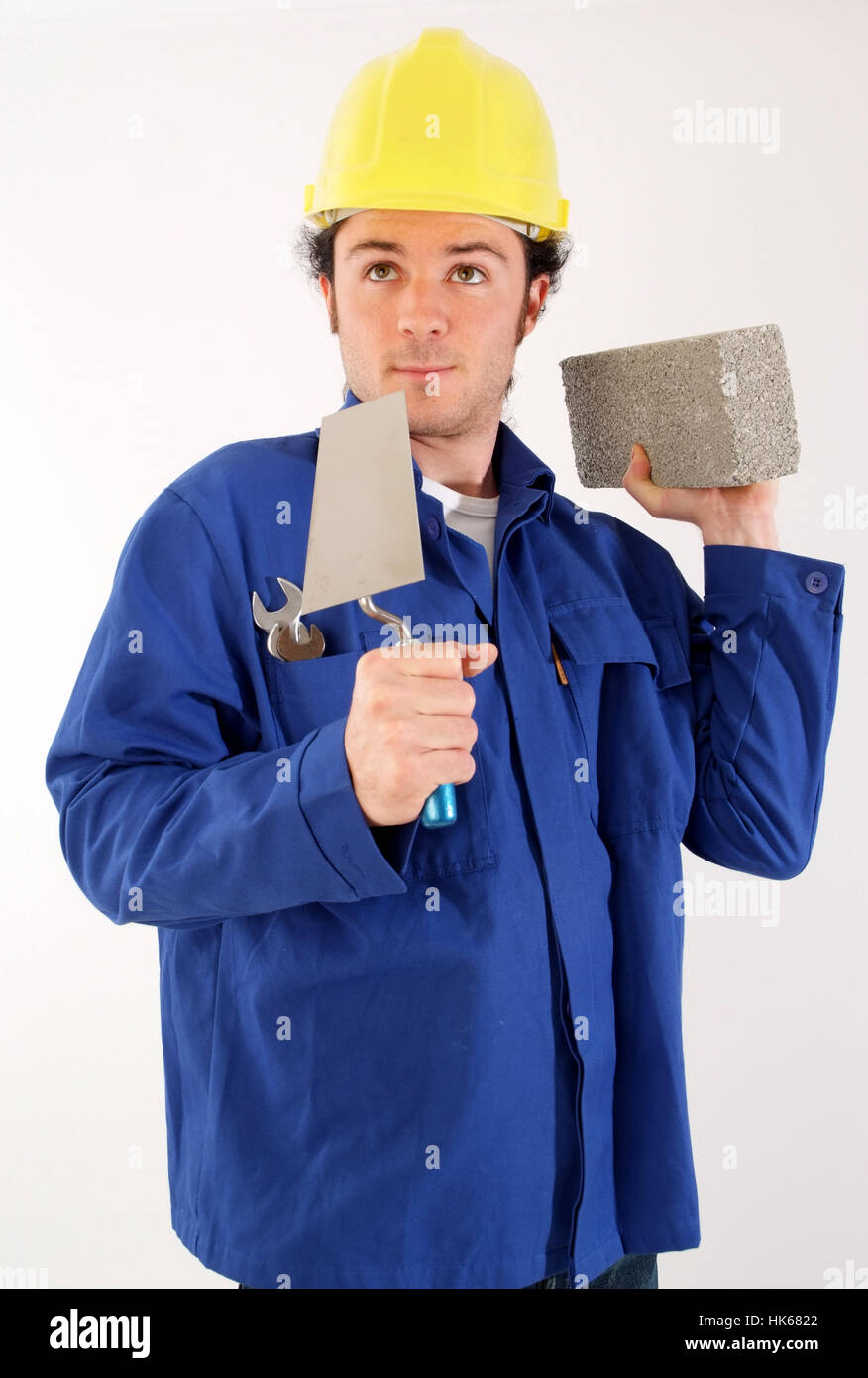 Construction worker with tools Stock Photo - Alamy