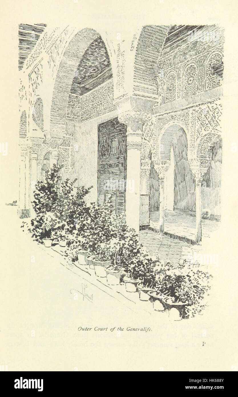 An illustration from 'The Alhambra,' showcasing detailed depictions of ...