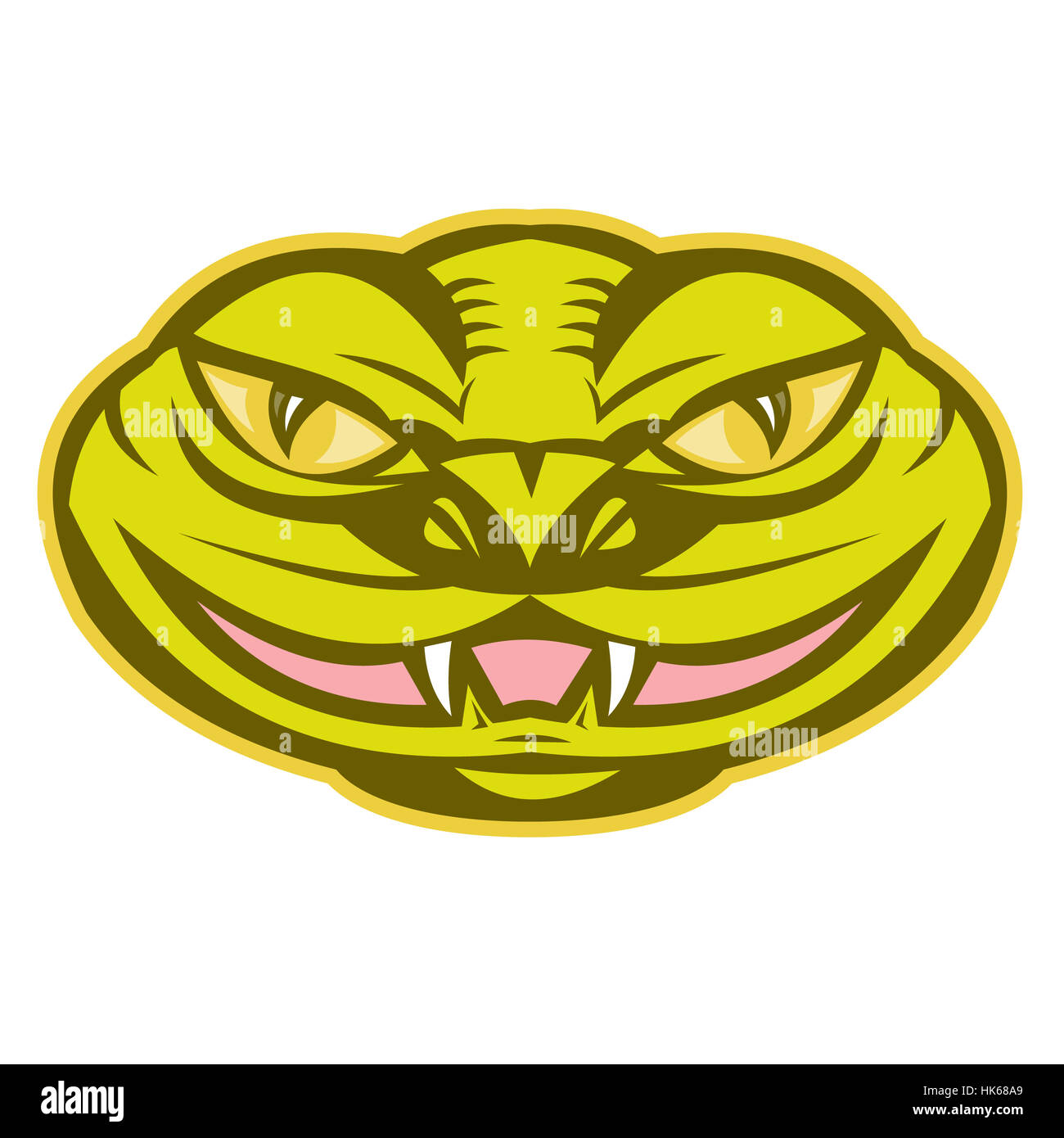 graphics, reptile, illustration, snake, retro, viper, head, front ...
