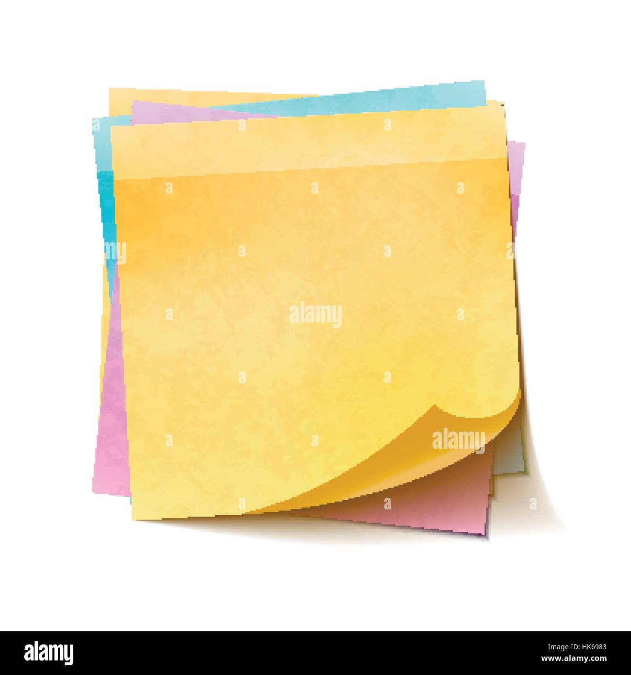 Different colorful sticky notes in pile isolated on white background ...