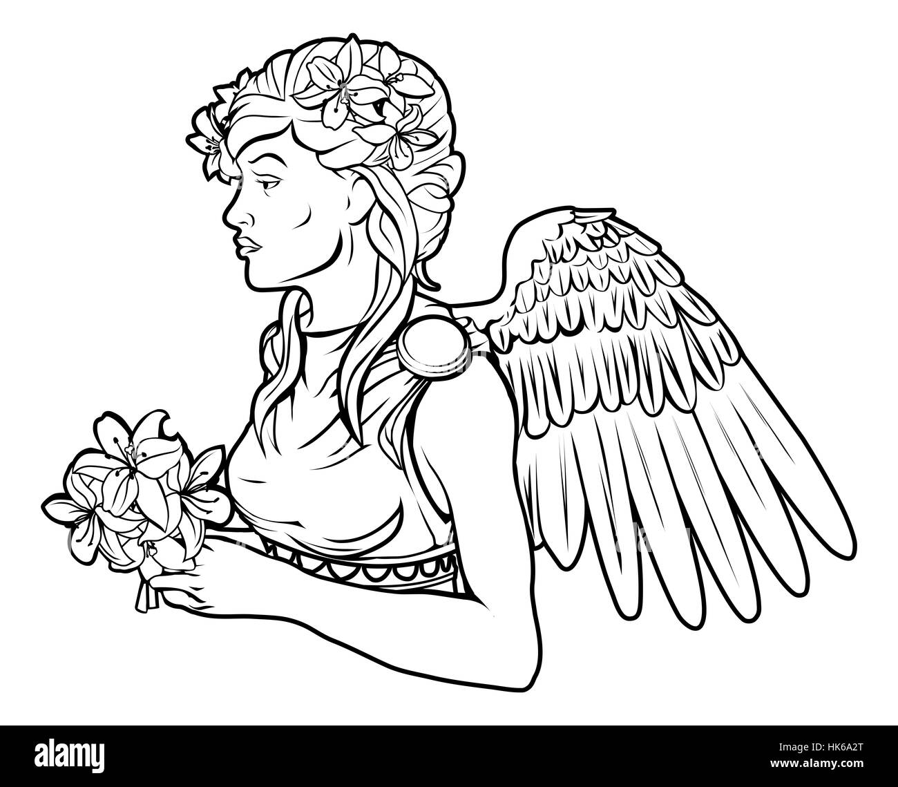 Greek flowers drawing Cut Out Stock Images & Pictures - Alamy