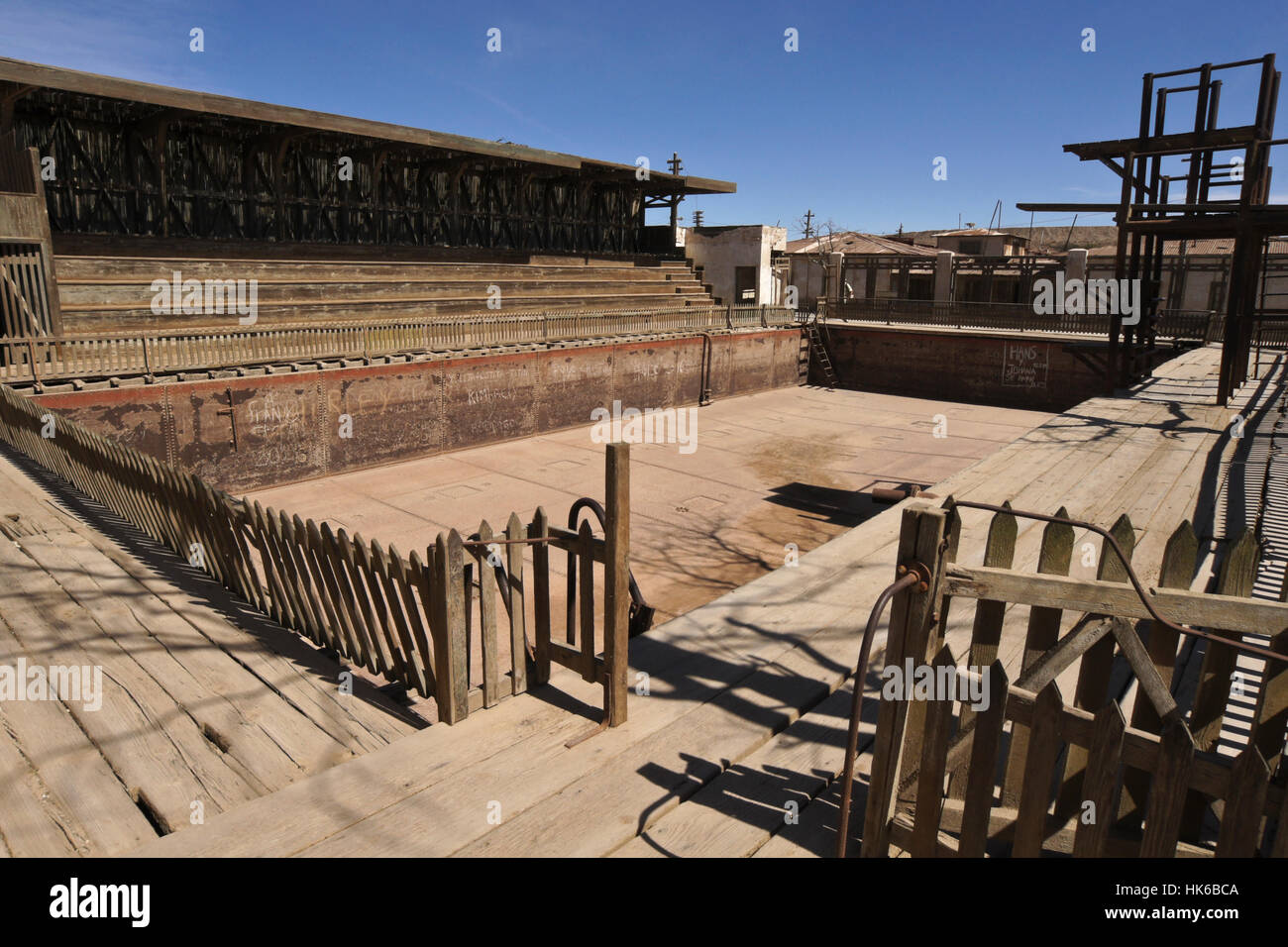 Swimming pool at Santiago Humberstone Oficina Salitrera, Atacama Desert ...