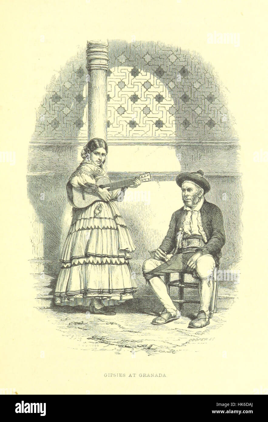 An illustration from 'Travelling in Spain,' depicting a scene of modern ...