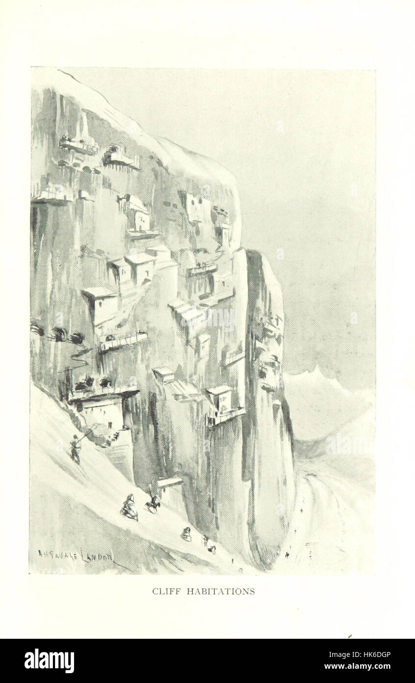 The photograph shows a page from 'In the Forbidden Land,' detailing a ...
