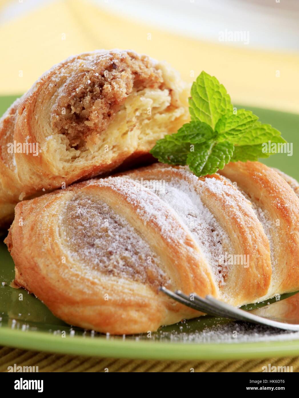 Sweet puff pastries with nutty filling - detail Stock Photo - Alamy