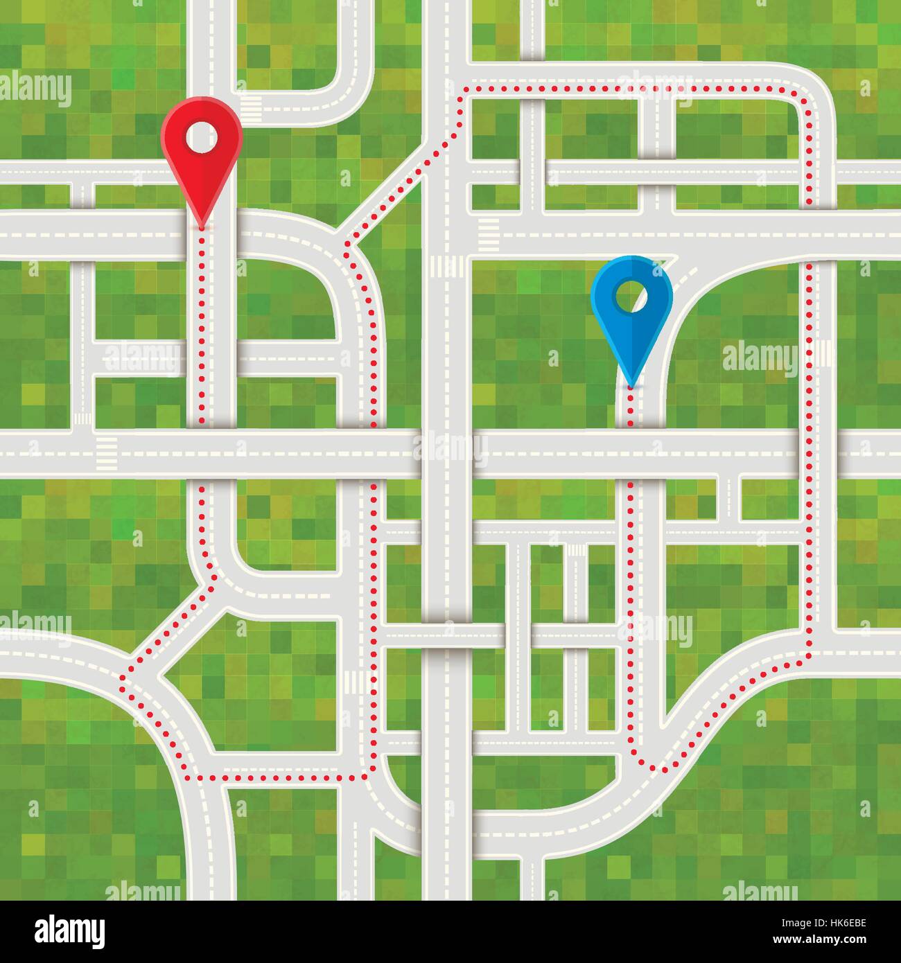 Difficult road junctions with complicated path between GPS pins on ...