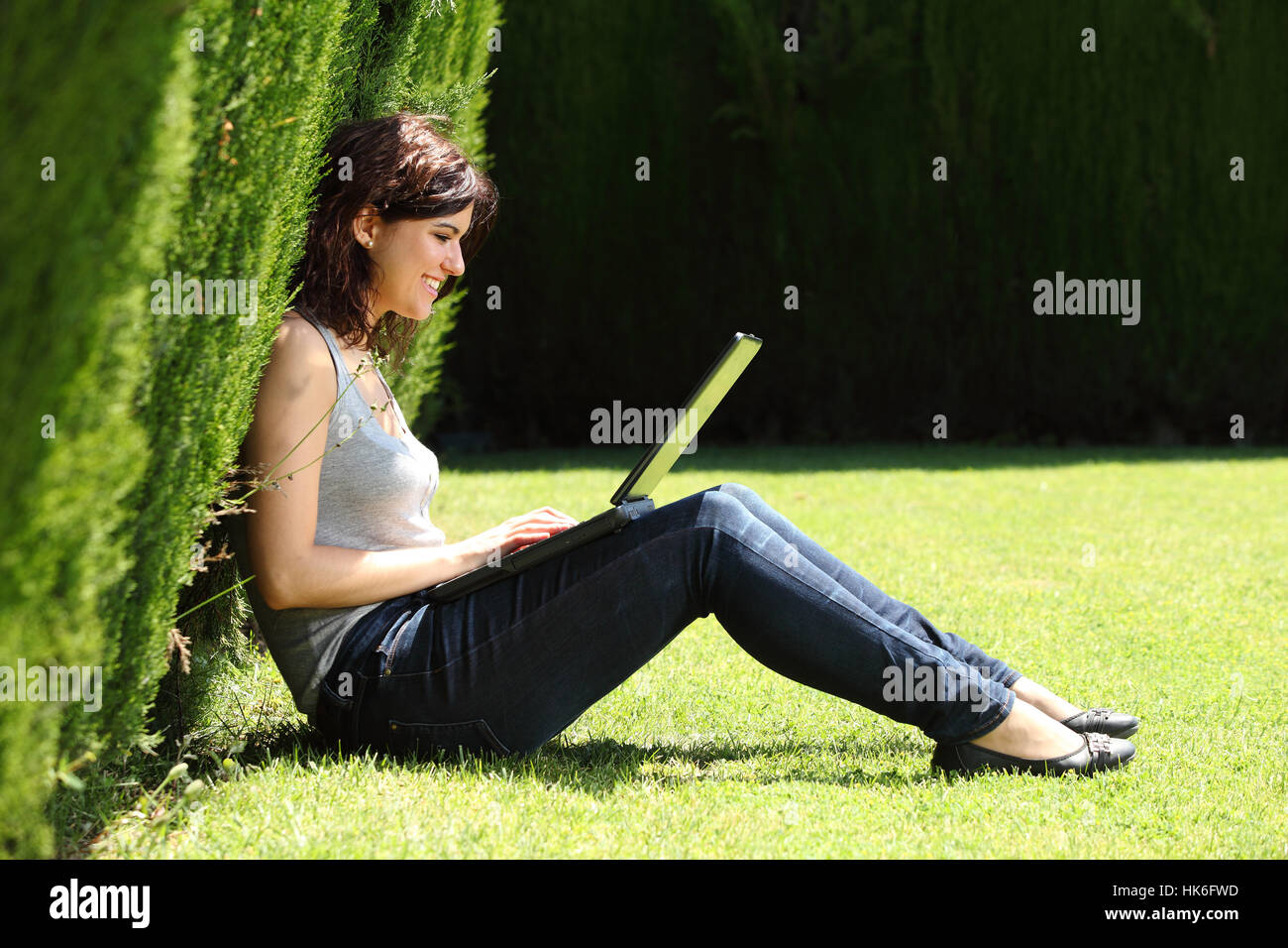 woman, laptop, notebook, computers, computer, park, work, factory ...