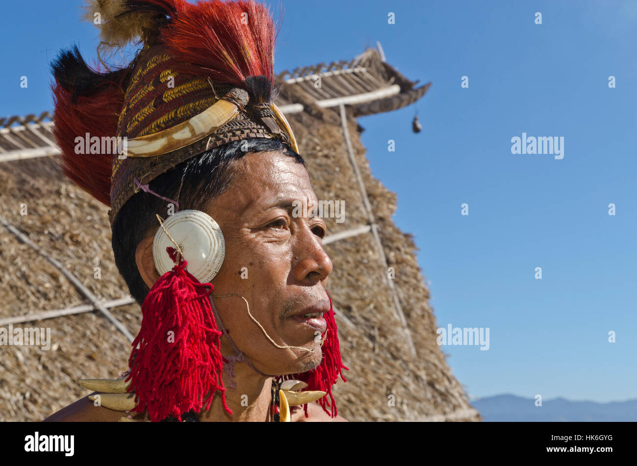 Phom-Warriors fully decorated at Hornbill-Festival Stock Photo - Alamy